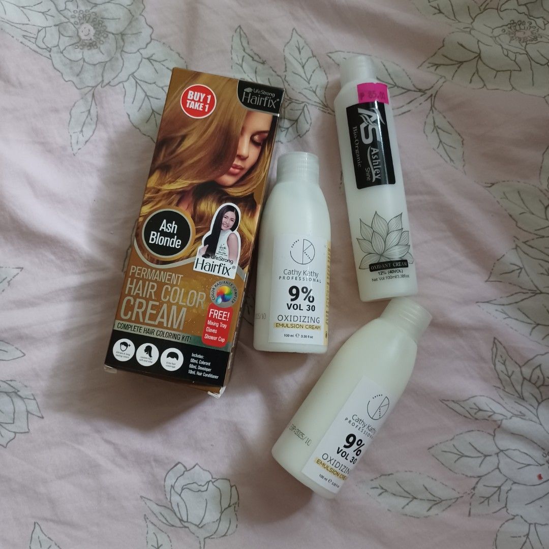 Hairfix Ash Blonde Permanent Hair Color Cream + 2 9% Vol 30 Oxidant ...