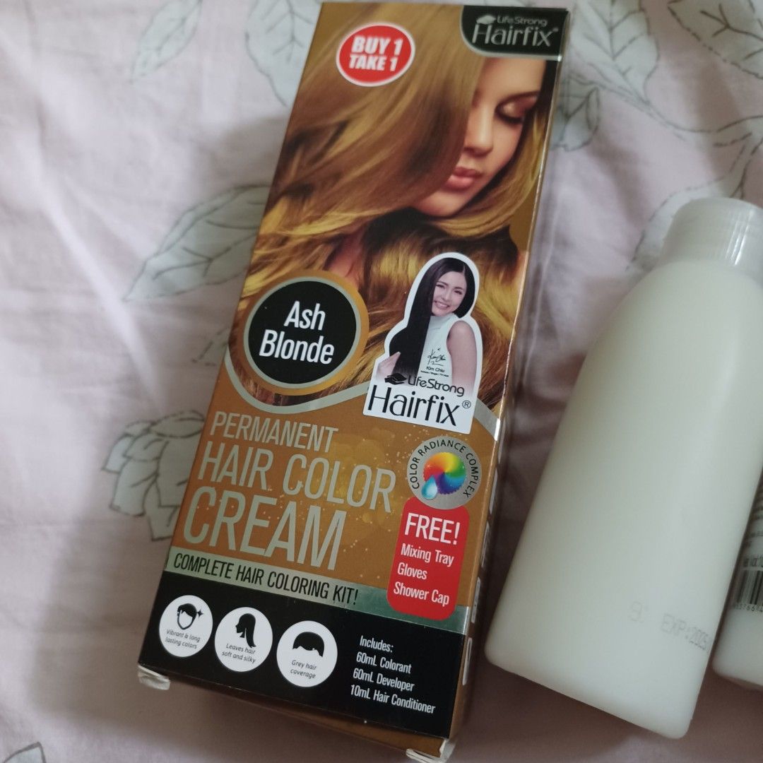 Hairfix Ash Blonde Permanent Hair Color Cream + 2 9% Vol 30 Oxidant ...