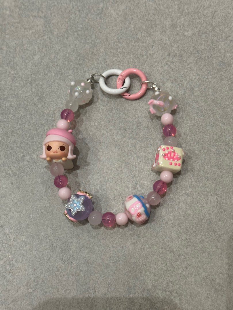 Handmade Authentic Popmart Molly hand drawn beads chain, Hobbies & Toys ...