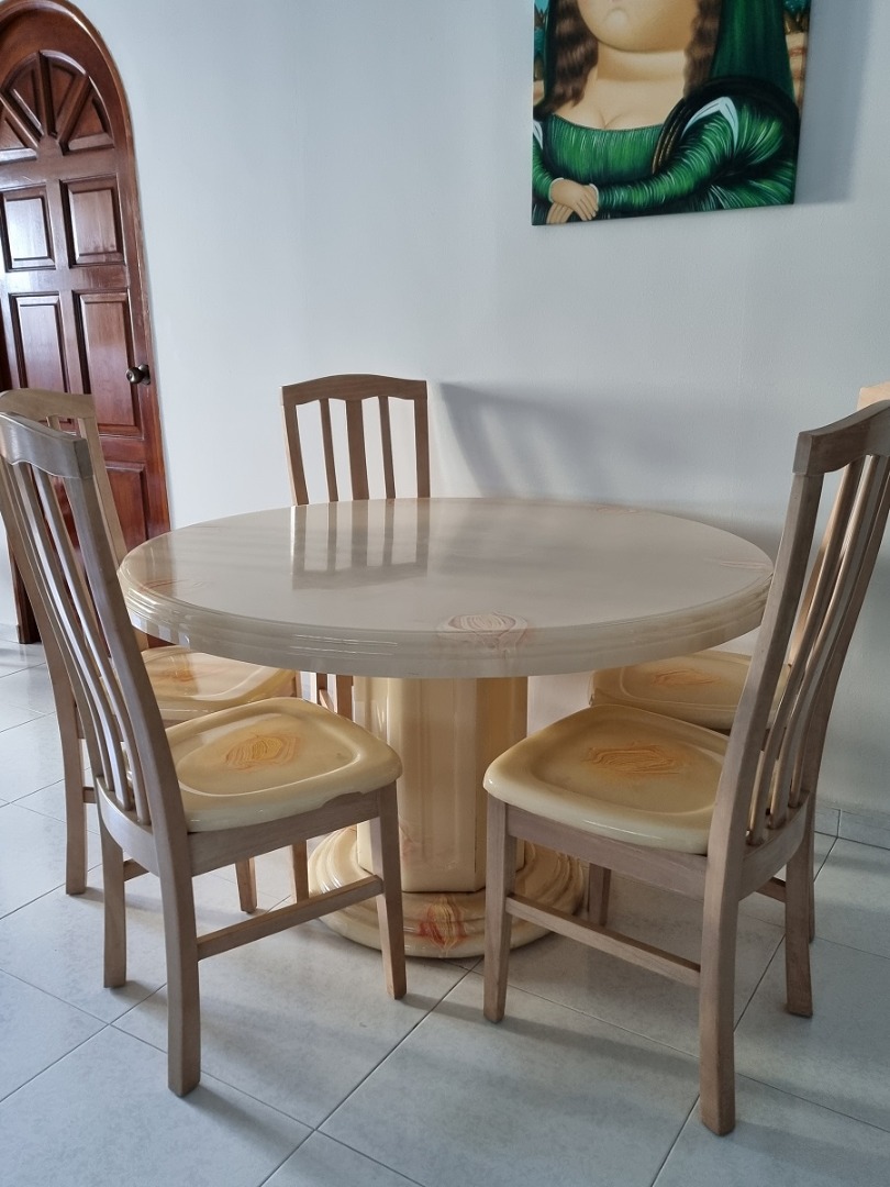 High-Quality 6-Seater Compressed Marble Dining Table, Furniture & Home ...