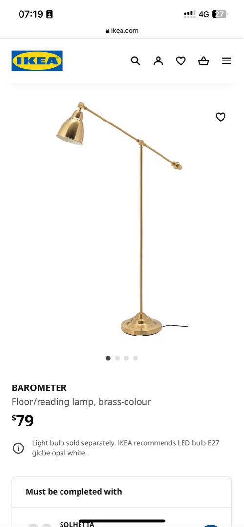 Ikea BAROMETER floor lamp, Furniture & Home Living, Lighting & Fans ...