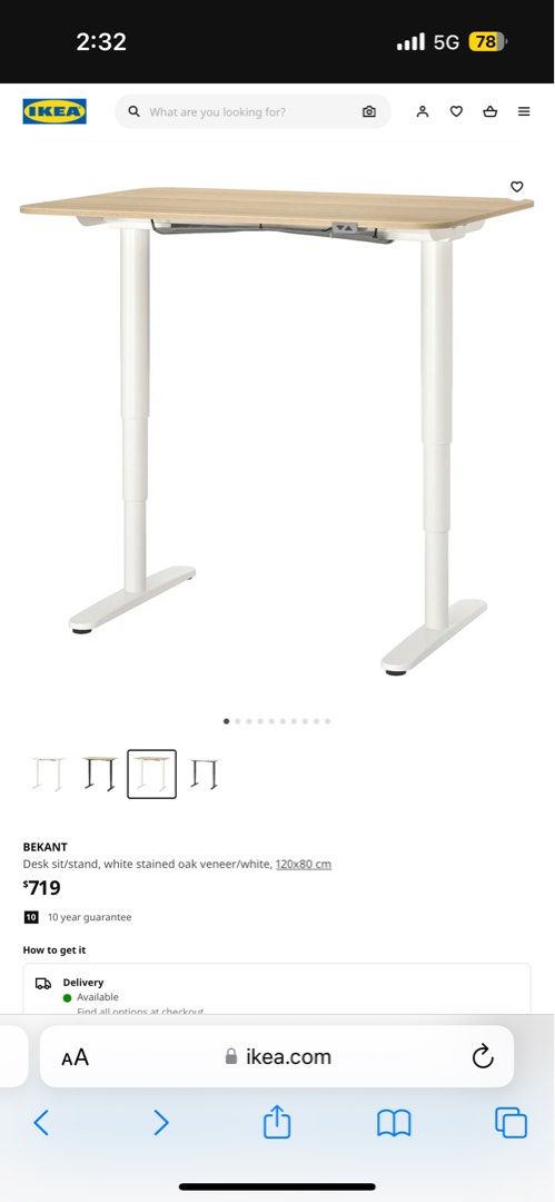 Ikea bekant standing desk with motorist (nego), Furniture & Home Living ...