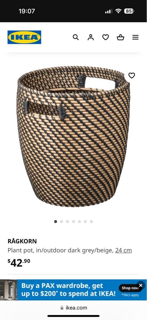 Ikea Ragkorn Plant Basket, Furniture & Home Living, Gardening, Pots ...