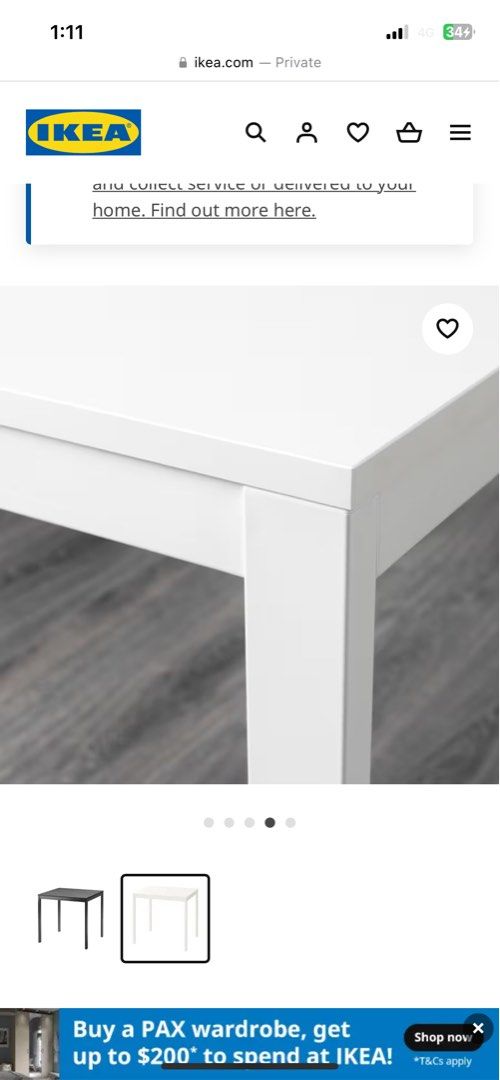 IKEA VANGSTA Table white extendable dining, Furniture & Home Living ...