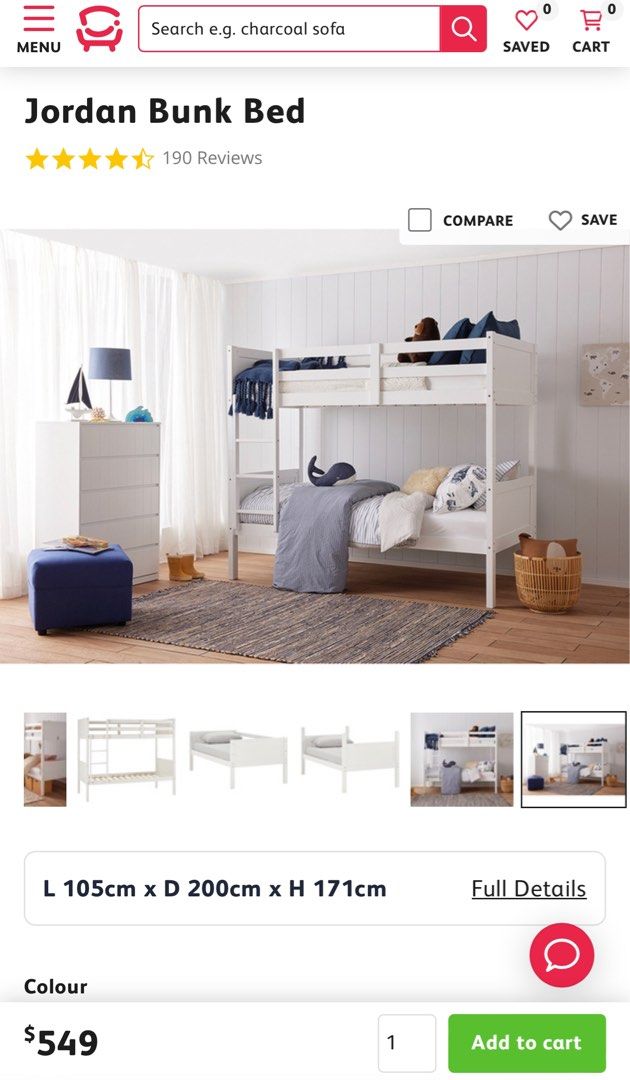 Jordan Bunk Bed, Furniture & Home Living, Furniture, Bed Frames ...