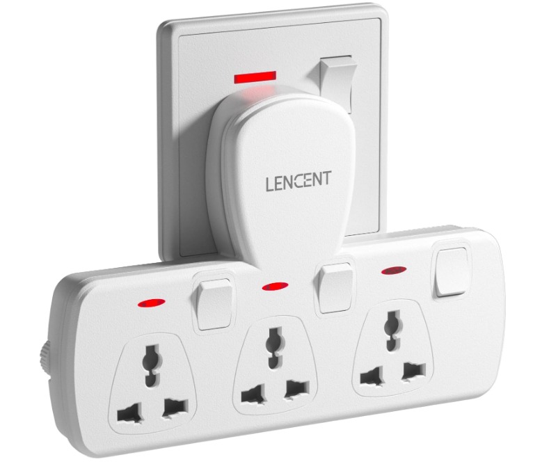 LENCENT Multi Plug Extension Socket, 3 Way Electrical Outlet Extender ...