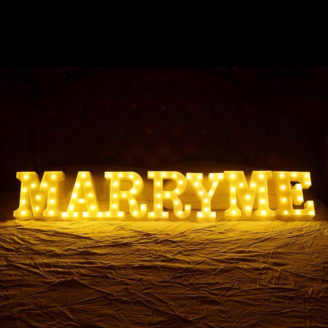 Marry Me LED Lights Set DIY Event Props Balloon Fairy Lights Alphabet ...