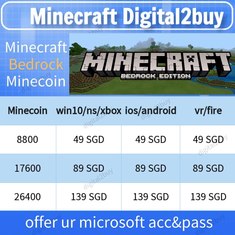 Minecraft Coins Minecoins Bedrock Minecoin for Win10 xbox switch ...