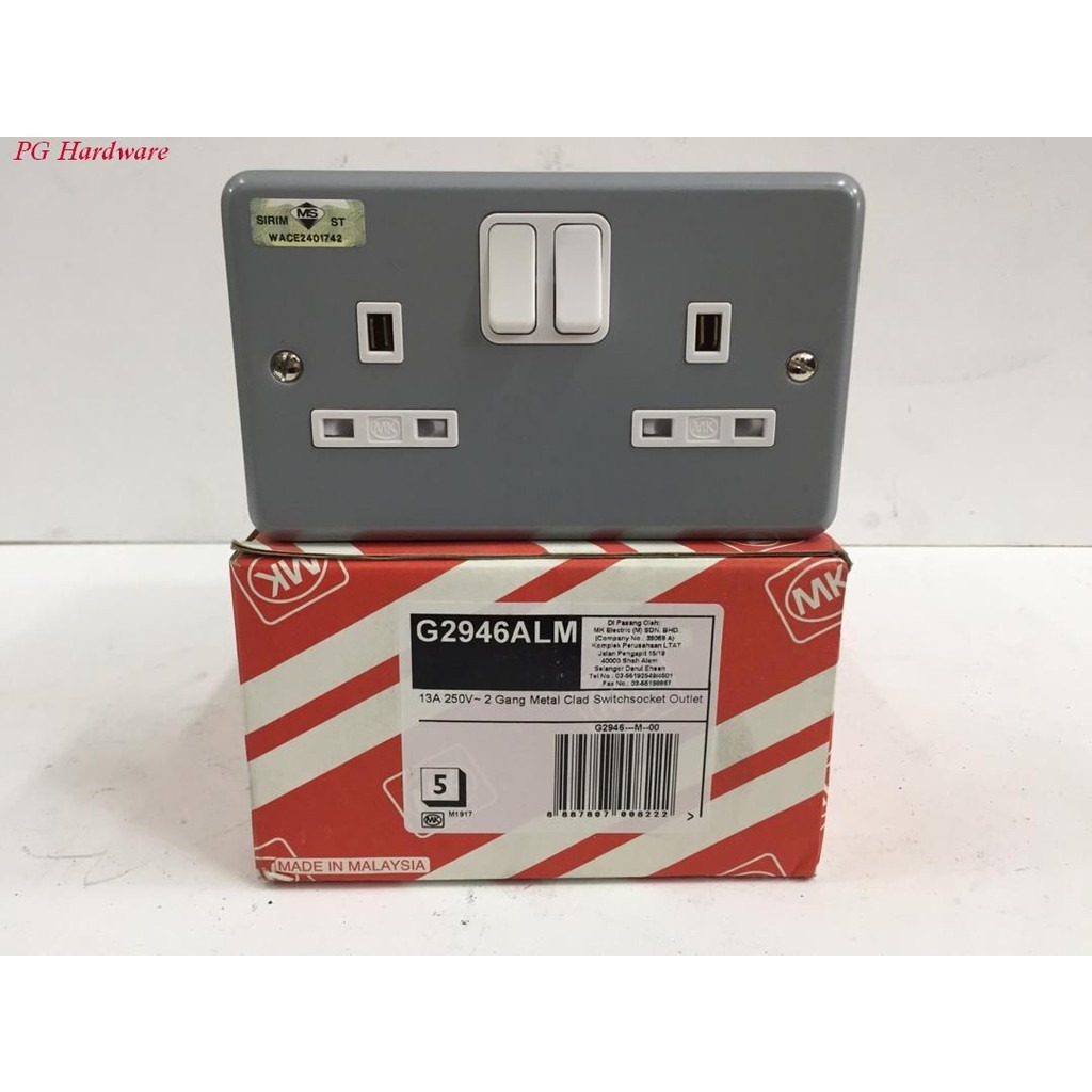 Mk Electric 2 X 13a Metal Clad Switched Socket Outlet G2946 Tv