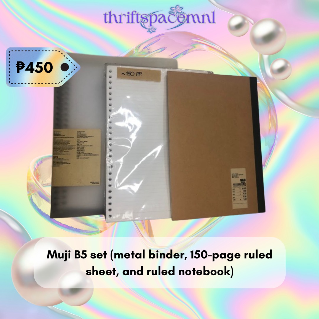 Muji B5 Set (Metal Binder, 150-Page Ruled Sheet, and Ruled Notebook), Hobbies & Toys, Stationary ...