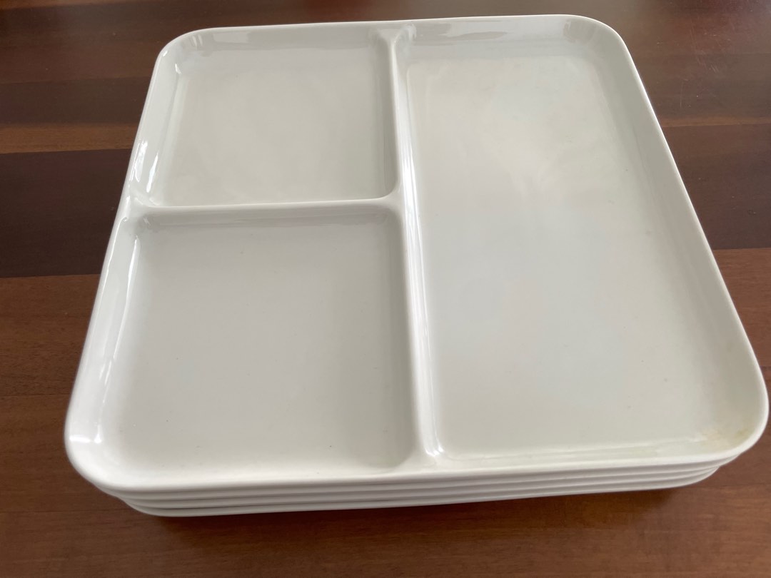 Muji Porcelain beige plate 25x25cm set of 4, Furniture & Home Living ...