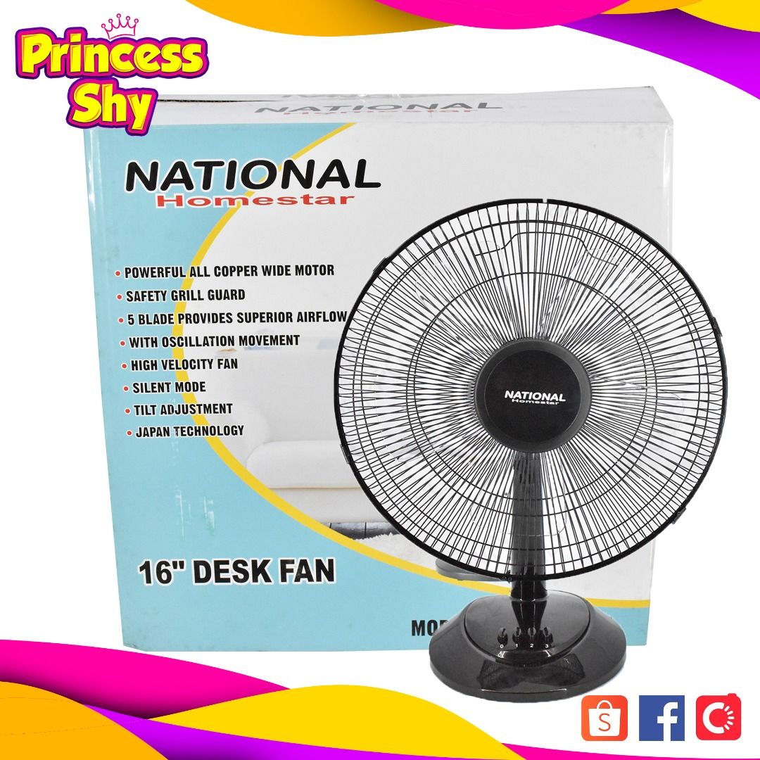 National Homestar 16-inch 5-Leaf Blade Desk Fan (Black), TV & Home ...