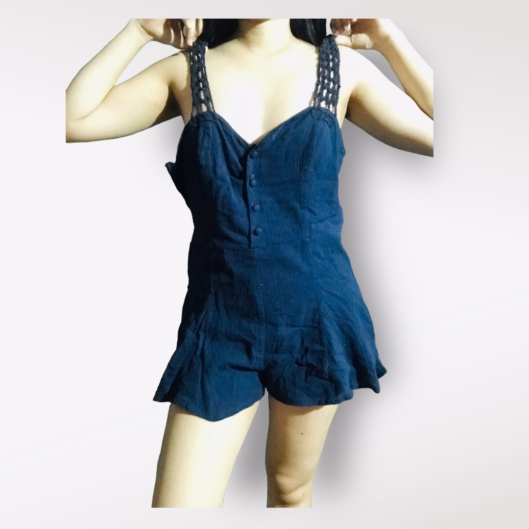 navy blue romper small-large, Women's Fashion, Dresses & Sets, Rompers ...