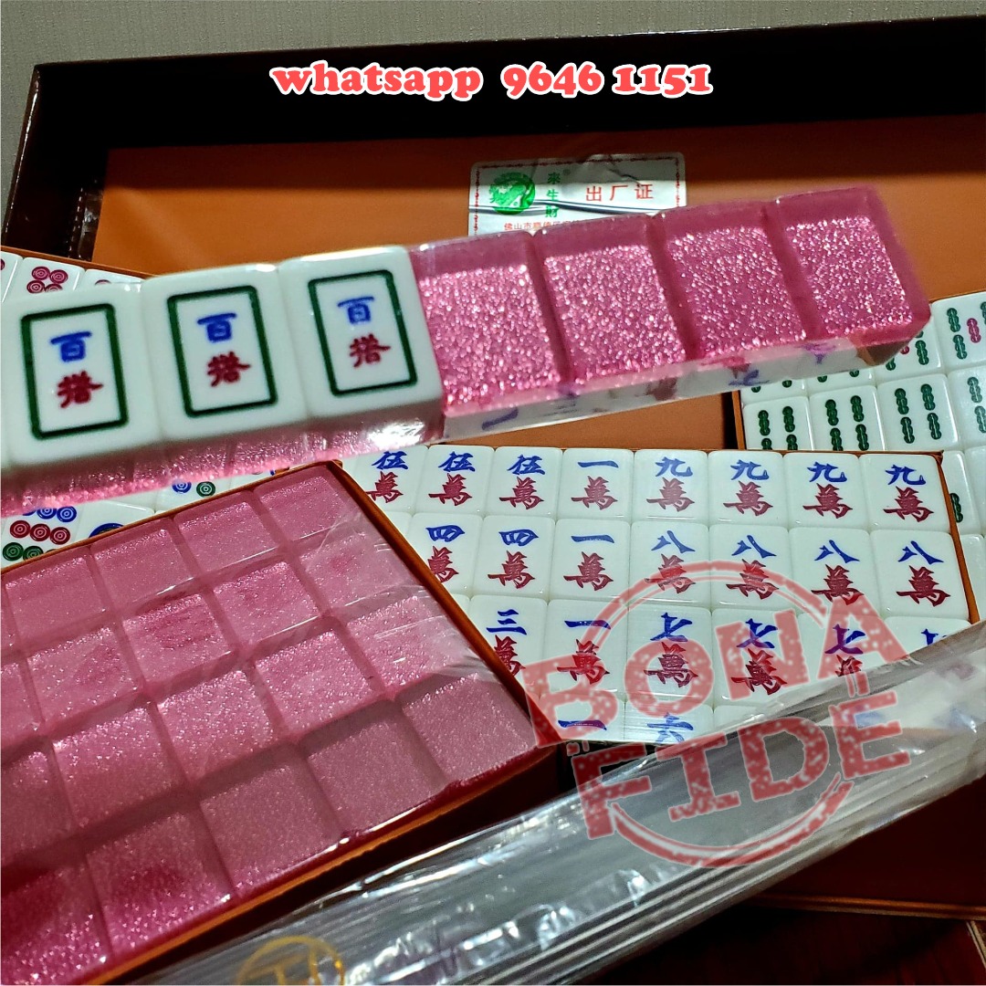 NEW 水晶麻雀 台灣牌 GM801 [粉水晶] 套裝連盒 馬吊/麻將/Mahjong (31mm) 全144隻+4百搭+4空白 共152張牌 ...