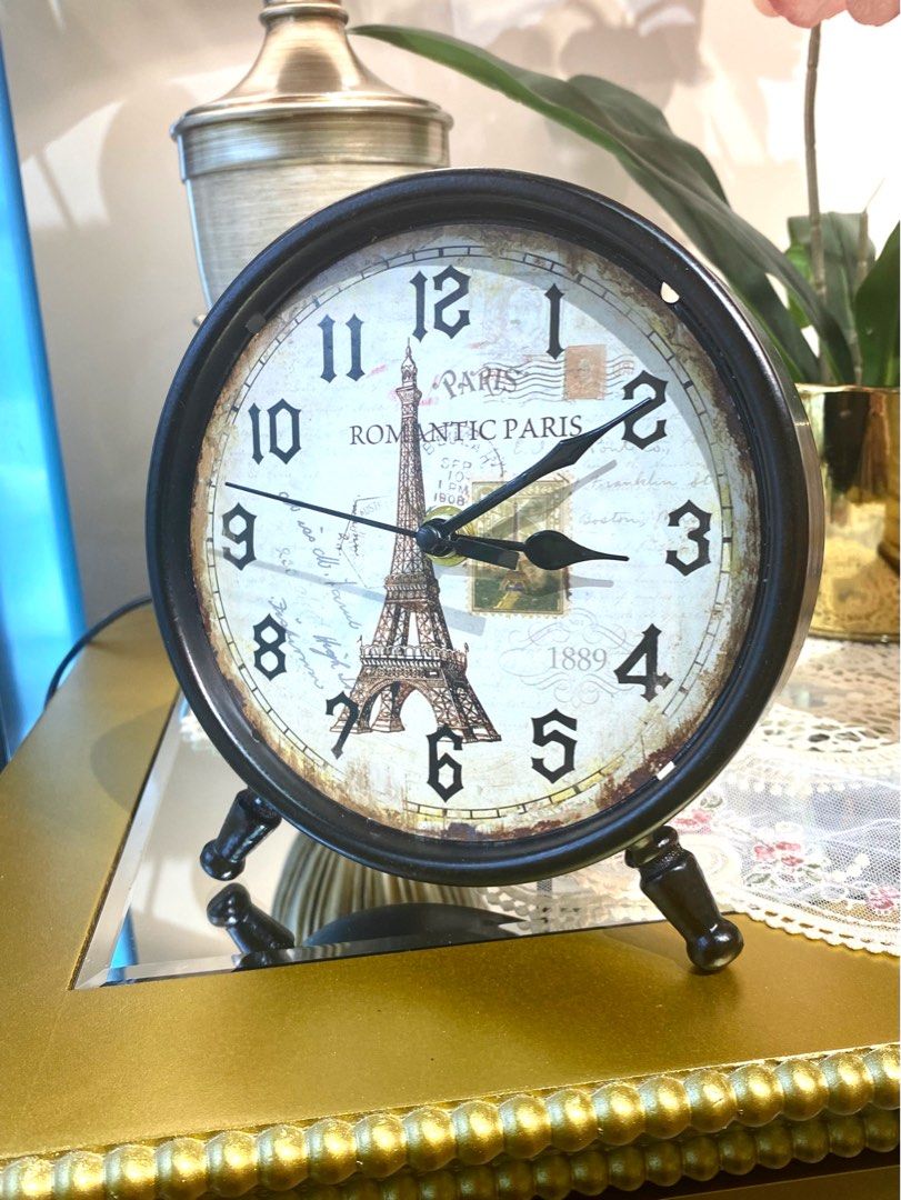 Offer - Eiffel Tower table clock, Furniture & Home Living, Home Decor, Clocks on Carousell