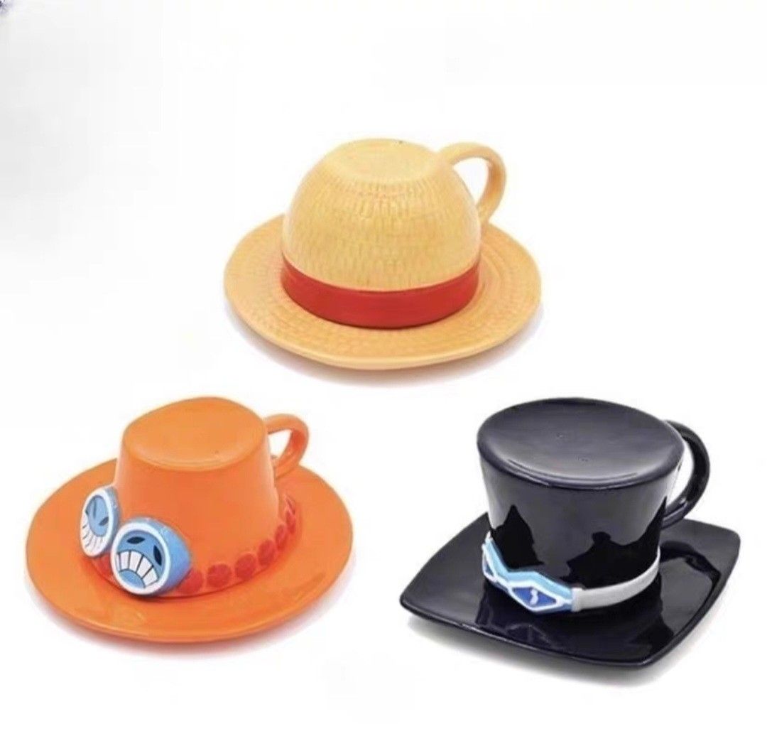 One piece pirate Ace luffy hat mugs coffee tea drinks display, Hobbies ...