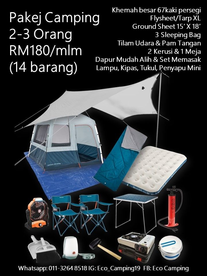 Pakej sewa khemah camping murah, Sports Equipment, Hiking & Camping on Carousell
