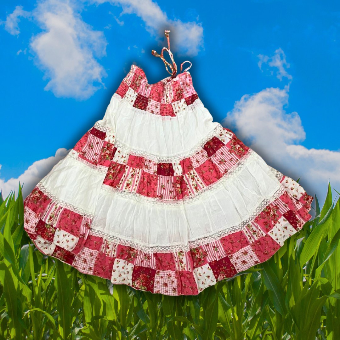 Patchwork Pattern Cottagecore Skirt, Women's Fashion, Bottoms, Skirts ...