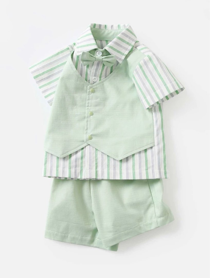Polo/Vest Terno Pastel Green, Babies & Kids, Babies & Kids Fashion on ...