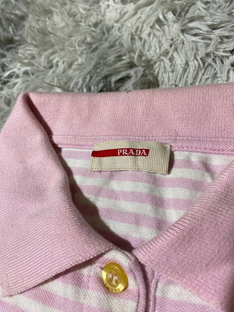 Prada stripe -Tag Design on chest , Women's Fashion, Tops, Shirts on ...