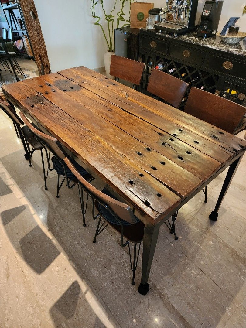 Railway Sleeper Dining Table and Chairs, Furniture & Home Living ...