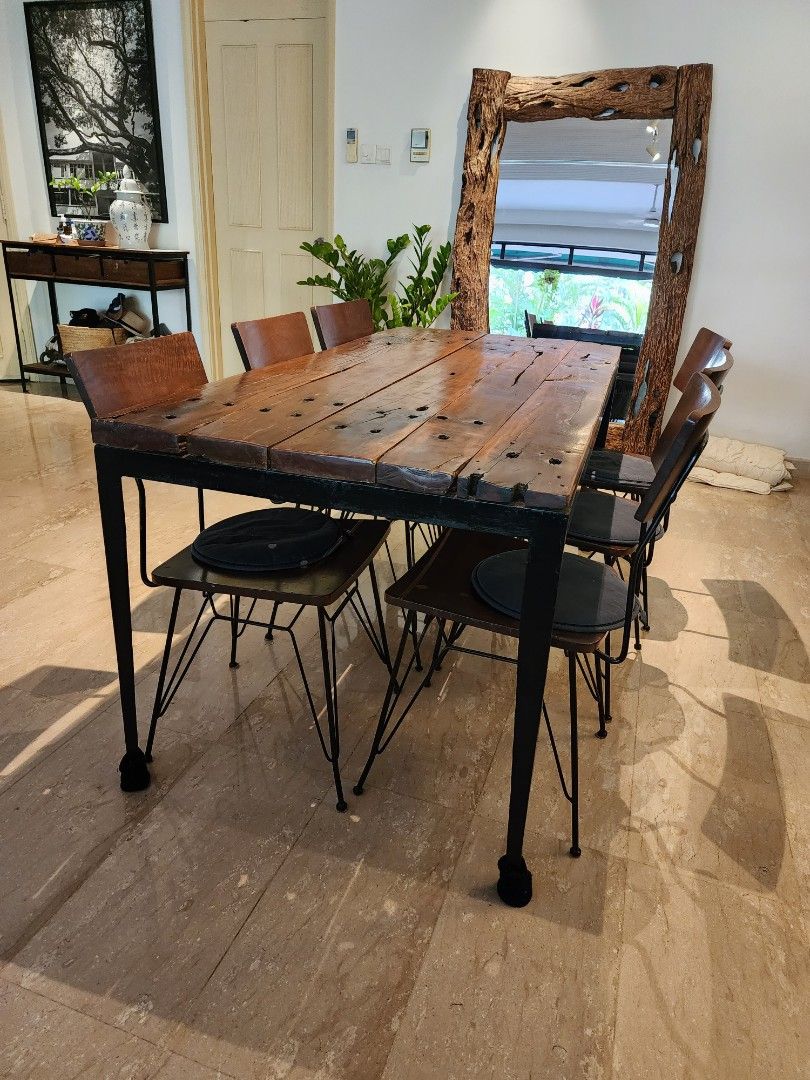 Railway Sleeper Dining Table and Chairs, Furniture & Home Living ...