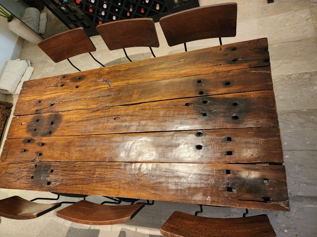 Railway Sleeper Dining Table and Chairs, Furniture & Home Living ...