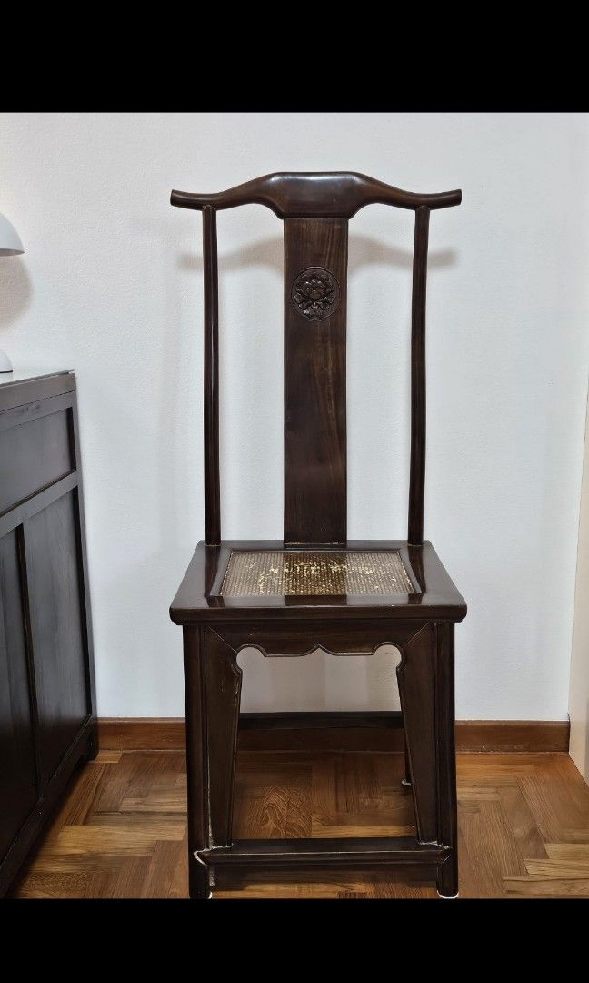 Rare Antique Chinese Study table set with chair and glass top ...