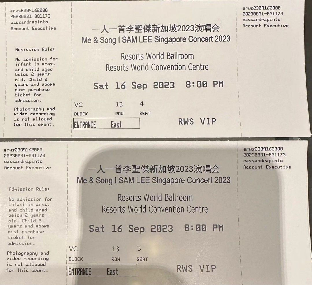 Sam Lee Concert 2023 VIP seats, Tickets & Vouchers, Event Tickets on Carousell