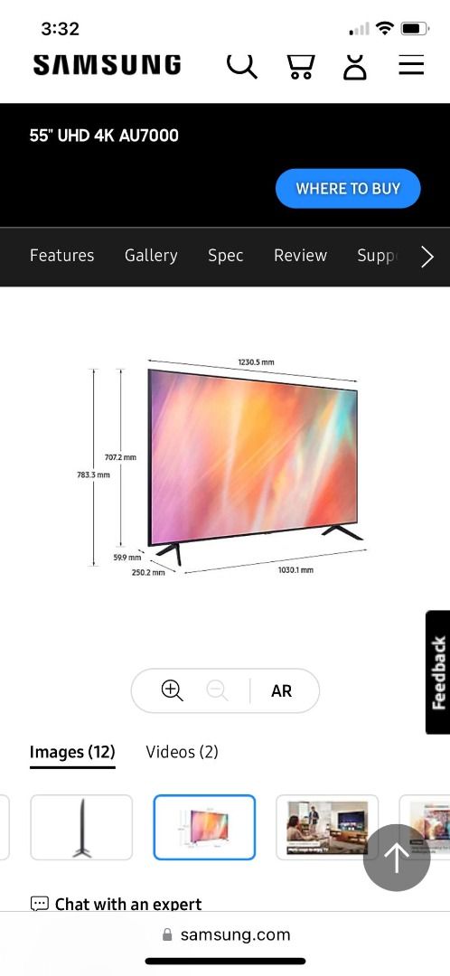 Samsung TV 55" UHD 4K AU7000 with original box, TV & Home Appliances, TV & Entertainment, TV on ...