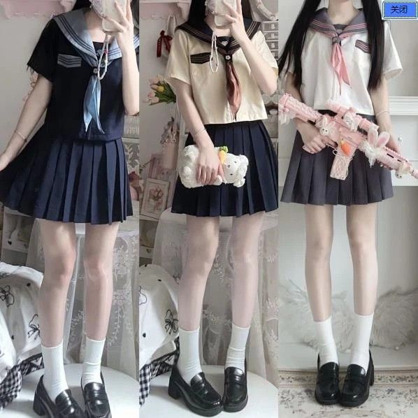 Set Seragam Sekolah Jepang Set Seifuku Seragam Sailor Cosplay Seragam Jepang Fesyen Wanita 