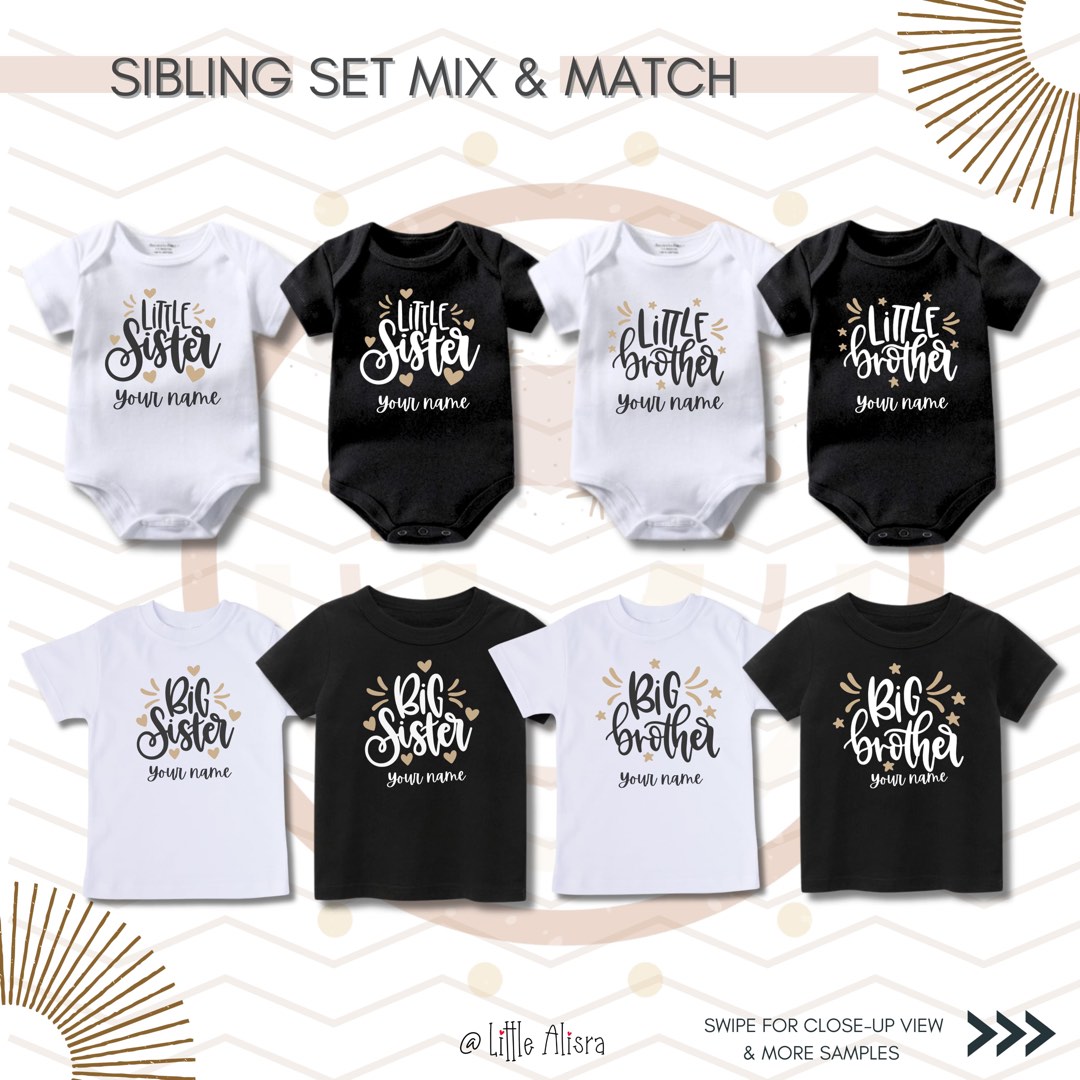 customised romper /Personalised Siblings Sets / Big brother little ...