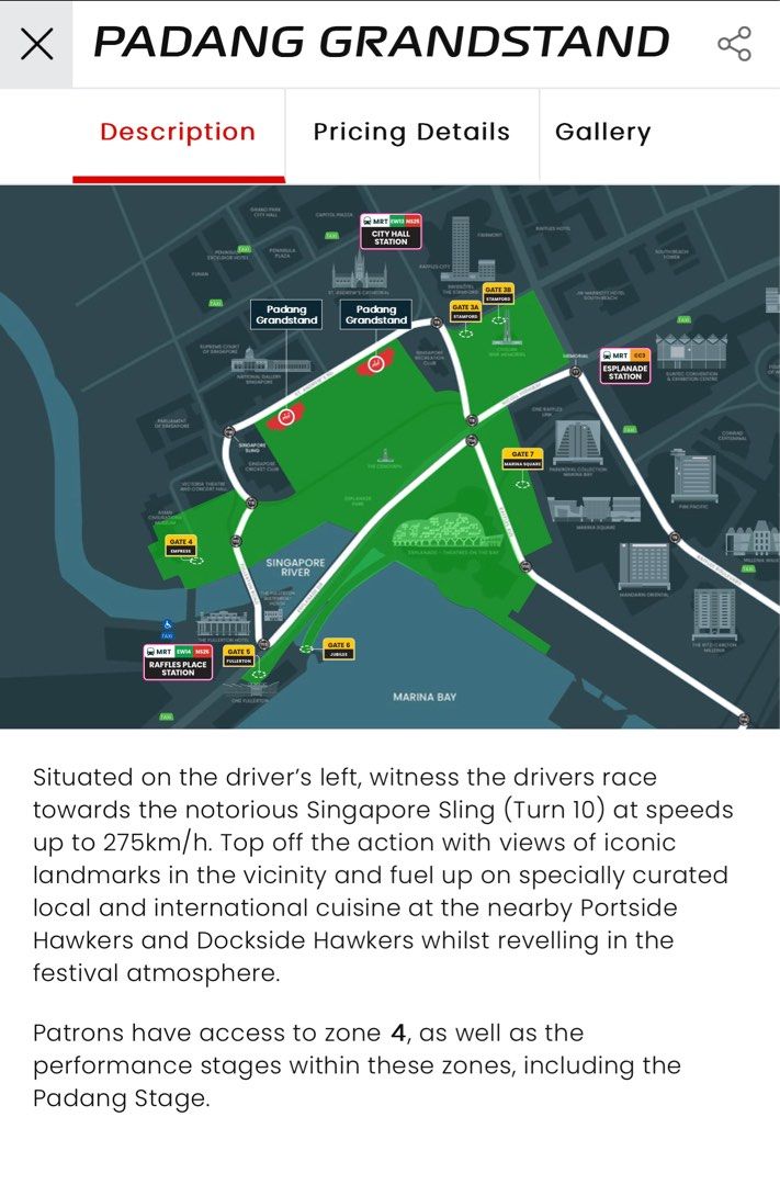 Singapore GP F1 Padang Grandstand (1 Ticket- Saturday), Tickets ...