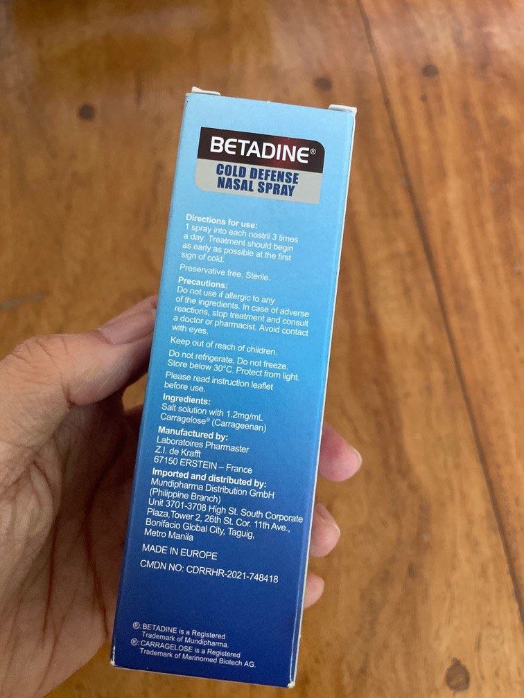 Betadine Cold Defense Nasal Spray Natural Carragelose 20ml Exp 12-2024 ...