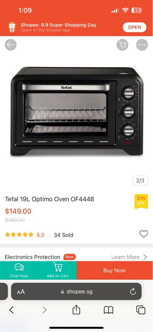 Tefal Optimo Oven 19L, TV & Home Appliances, Kitchen Appliances, Ovens ...