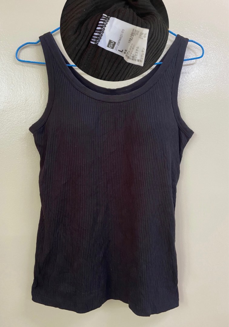 Gu by Uniqlo ribbed sando padded bra, Women's Fashion, Tops, Sleeveless ...
