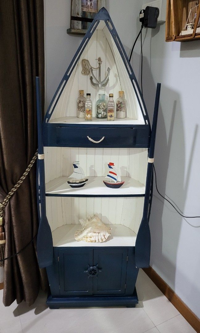 Vintage Nautical-Theme Standing Display Shelving, complete with 3 ...