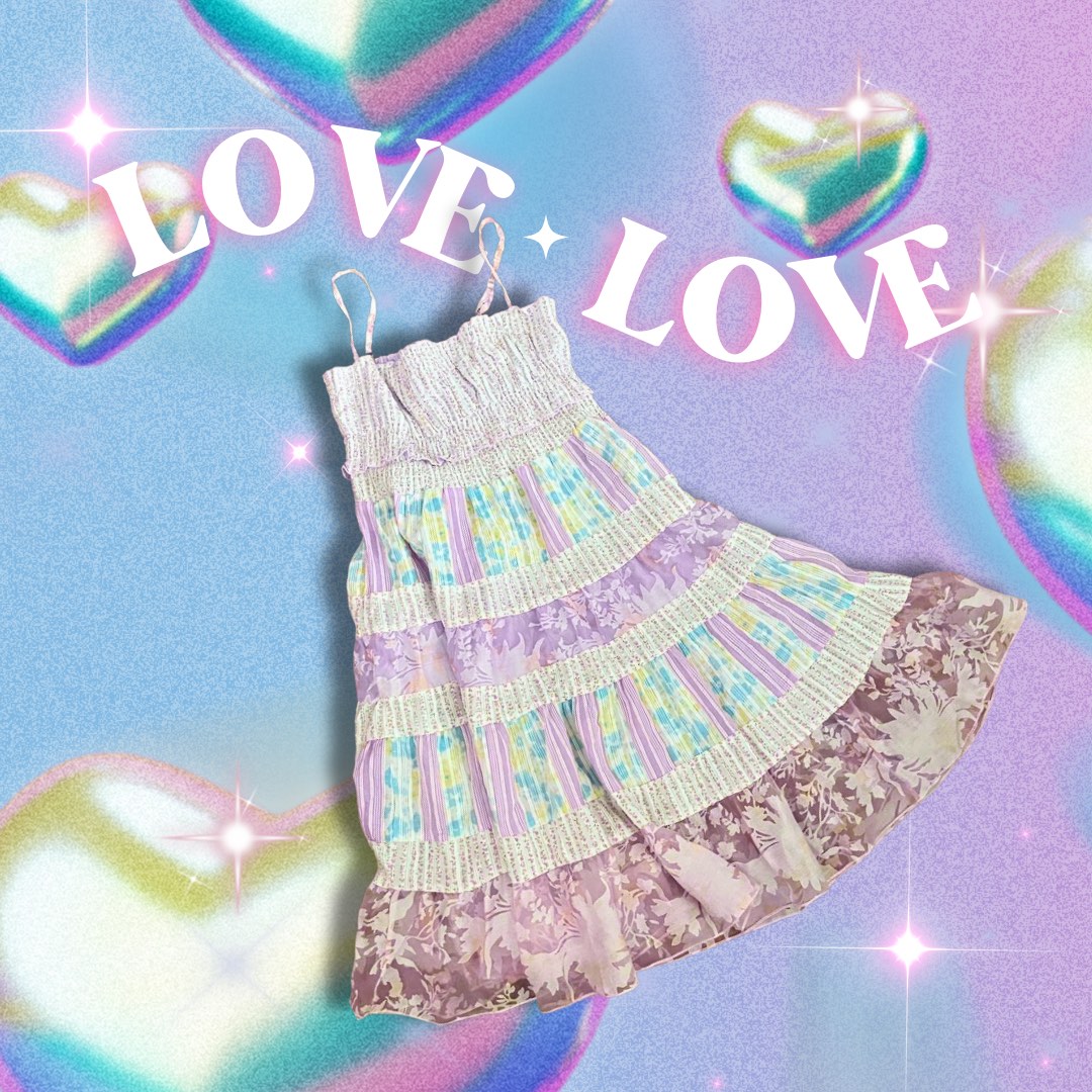 Y2K Harajuku Pattern Lace Rainbow Dress, Women's Fashion, Dresses ...