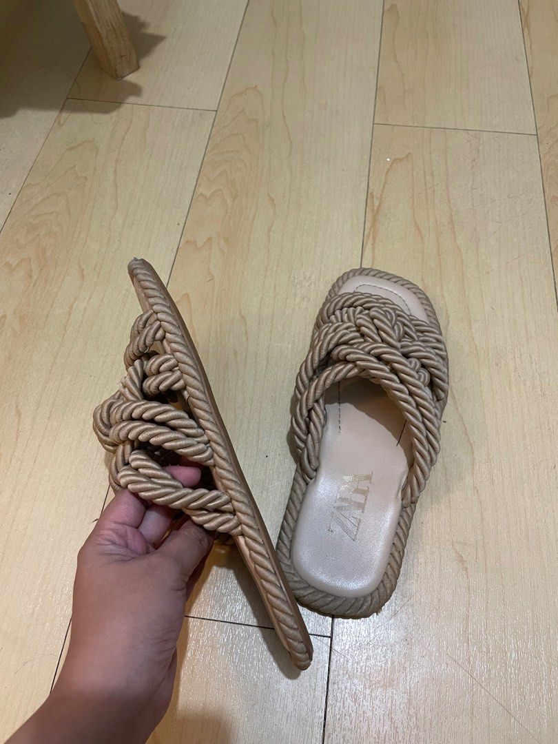 Zara Knot Slippers, Women's Fashion, Footwear, Flats & Sandals on Carousell
