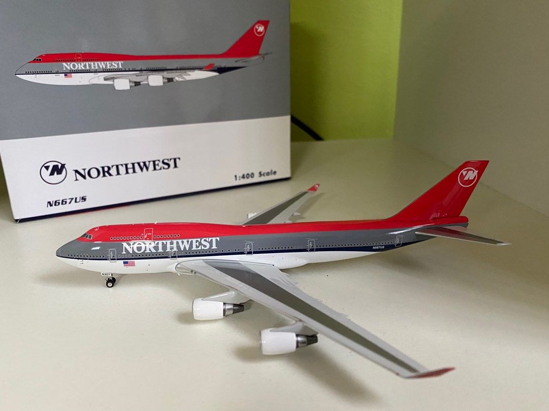 1:400 Phoenix Northwest Airlines Boeing 747-400 N667US, Hobbies & Toys ...