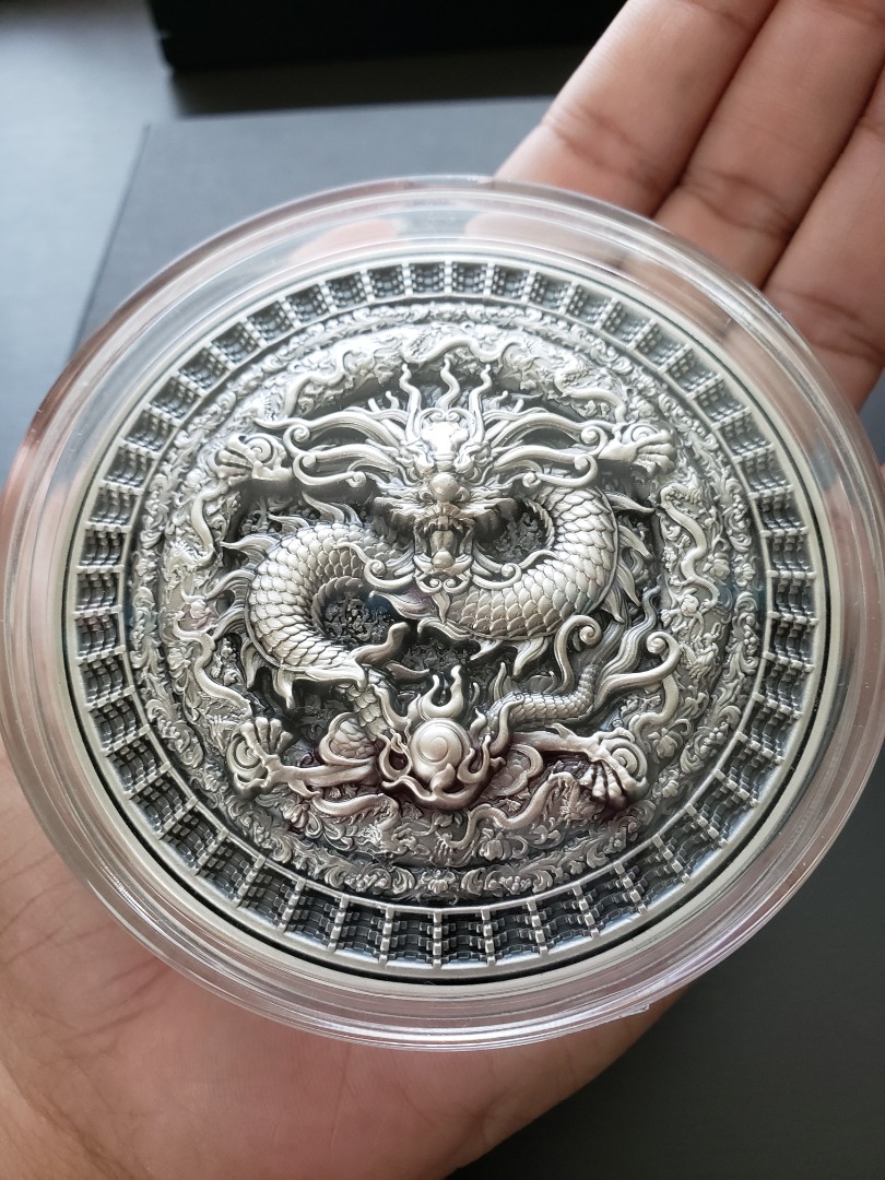 【初版】2021 2oz Chad The Forbidden Dragon .999 Silver High Relief Antiqued ...