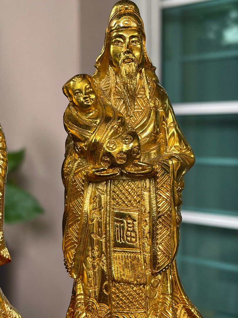 24k Gold Plated Fu Lu Shou (large), Furniture & Home Living, Home Decor ...