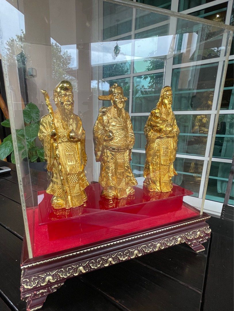 24k Gold Plated Fu Lu Shou (large), Furniture & Home Living, Home Decor ...