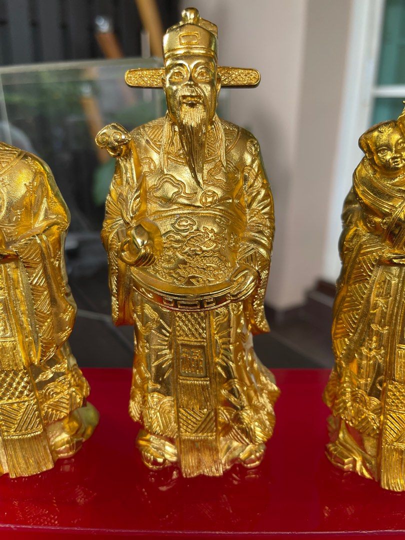 24k Gold Plated Fu Lu Shou (large), Furniture & Home Living, Home Decor ...