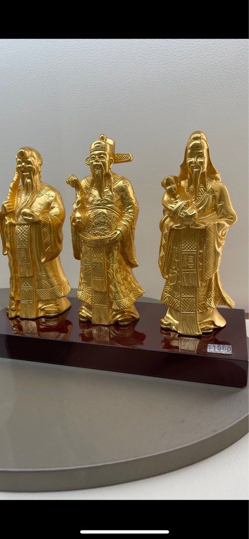 24k Gold Plated Fu Lu Shou (large), Furniture & Home Living, Home Decor ...