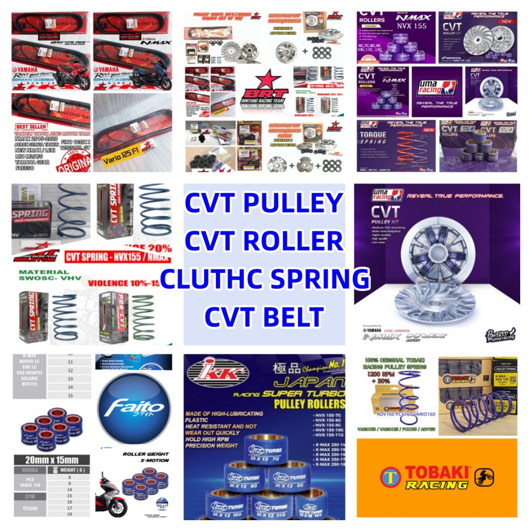 AEROX155 NMAX155 ADV PCX VARIO XMAX * CVT PULLEY KIT / V BELT / CVT ROLLER / CLUTCH SPRING ...