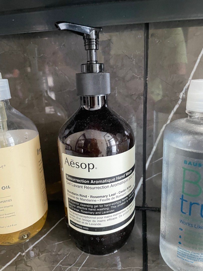Aesop amber plastic bottle with pump, Furniture & Home Living, Bathroom ...