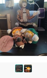 AOT x Sanrio Armin Artlert collab acryclic and plushies set, Hobbies ...