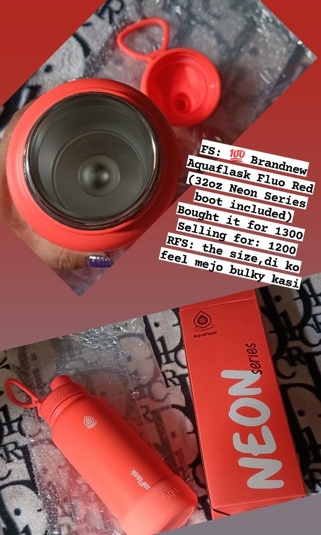 Aquaflask Fluo Red Neon Series 32oz, Furniture & Home Living ...