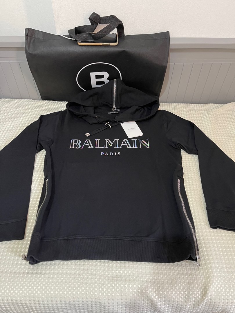 Balmain Hood silver and logo Medium black, Luxury, Apparel on Carousell